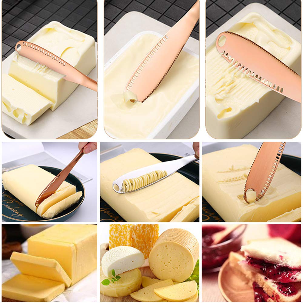 Balaweis 6 Pcs Set Travel Cheese Knives Sharp Stainless Steel with Bamboo Wood Handle Cheese Knife, Shaver, Fork and Spreader