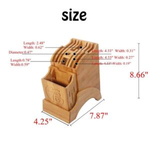 HomDSim Bamboo Knife Block Without Knives Knife Storage Organizer and Holder for Knives Scissors and Sharpening Rod