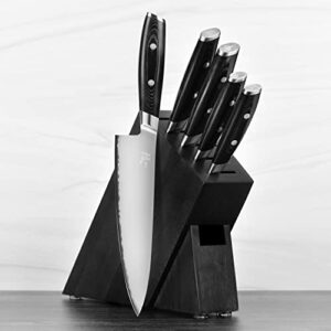 Yaxell Mon 6-piece Knife Set - Made in Japan - VG10 Stainless Steel Knives with Slim Wood Block