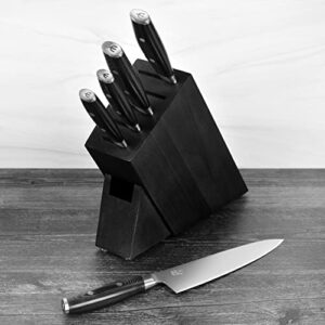 Yaxell Mon 6-piece Knife Set - Made in Japan - VG10 Stainless Steel Knives with Slim Wood Block