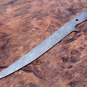 JNR Traders Damascus Steel Fillet Knife Blank Knife Making, 12" Handmade Boning Knife Blank Blade, Diy Professional Kitchen Chef Knife Blade Blank 9003