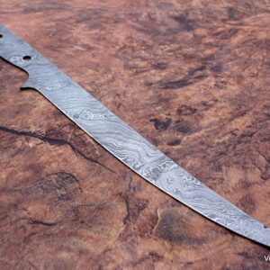 JNR Traders Damascus Steel Fillet Knife Blank Knife Making, 12" Handmade Boning Knife Blank Blade, Diy Professional Kitchen Chef Knife Blade Blank 9003