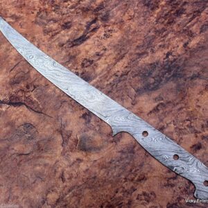 JNR Traders Damascus Steel Fillet Knife Blank Knife Making, 12" Handmade Boning Knife Blank Blade, Diy Professional Kitchen Chef Knife Blade Blank 9003