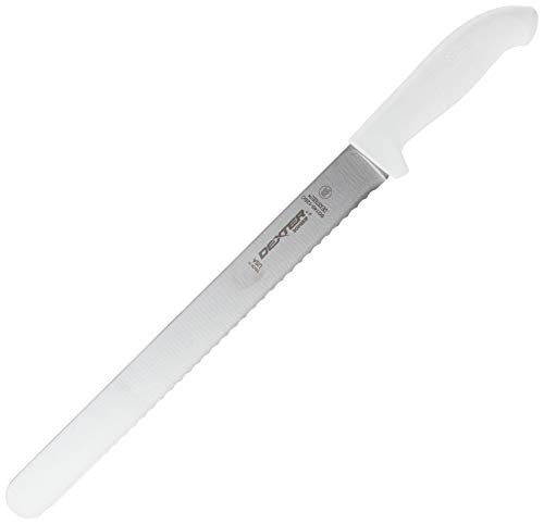 Dexter Russell SG140-12SC-PCP SofGrip (24243) Roast Slicer, 12", Scalloped Edge, Stain-Free, high-Carbon Steel, Non-Slip, White, Soft Rubber Grip Handle, Perfect Cutlery Packaging, NSF Certified