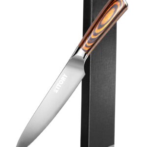 Kitory Paring Knife 5 inch, Kitchen Utility Knife, Stainless Steel Blade Ergonomic Pakkawood Handle, Fruit and Vegetable Paring Cutting Chopping Carving Knives for Home&Restaurant, 2023 Gifts