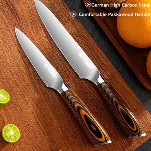 Kitory Paring Knife 5 inch, Kitchen Utility Knife, Stainless Steel Blade Ergonomic Pakkawood Handle, Fruit and Vegetable Paring Cutting Chopping Carving Knives for Home&Restaurant, 2023 Gifts