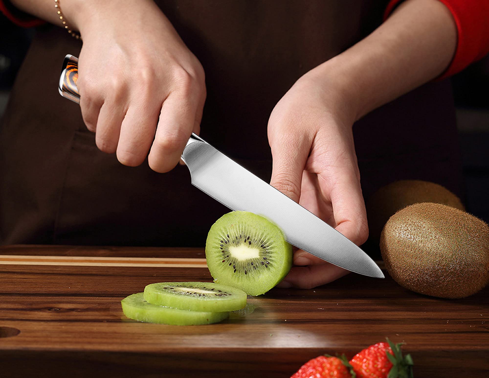 Kitory Paring Knife 5 inch, Kitchen Utility Knife, Stainless Steel Blade Ergonomic Pakkawood Handle, Fruit and Vegetable Paring Cutting Chopping Carving Knives for Home&Restaurant, 2023 Gifts