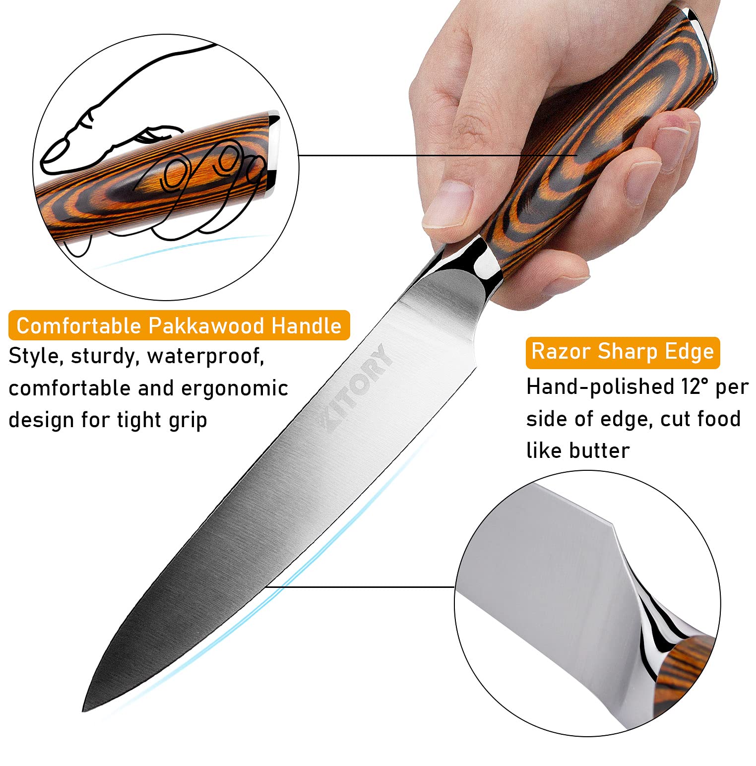 Kitory Paring Knife 5 inch, Kitchen Utility Knife, Stainless Steel Blade Ergonomic Pakkawood Handle, Fruit and Vegetable Paring Cutting Chopping Carving Knives for Home&Restaurant, 2023 Gifts