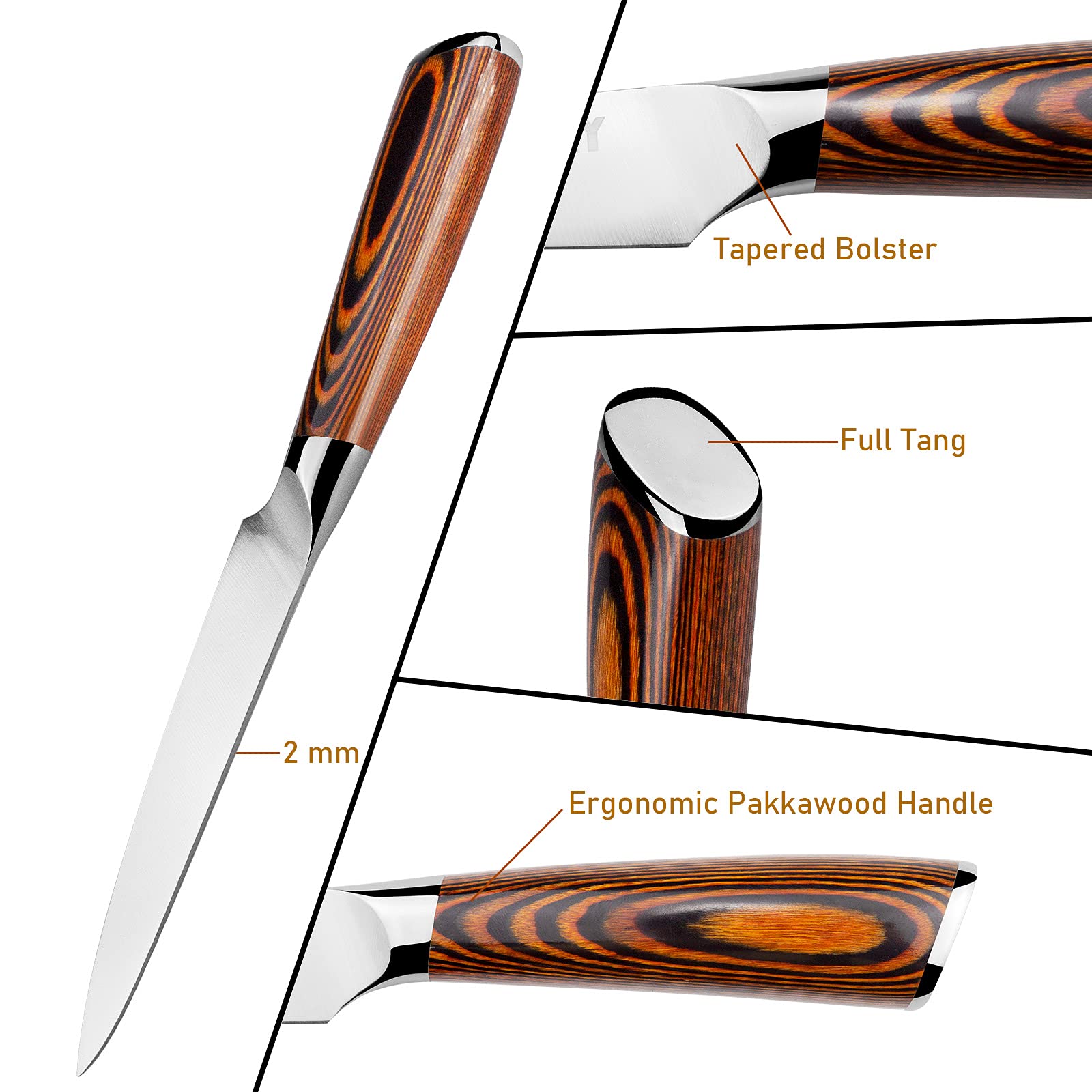 Kitory Paring Knife 5 inch, Kitchen Utility Knife, Stainless Steel Blade Ergonomic Pakkawood Handle, Fruit and Vegetable Paring Cutting Chopping Carving Knives for Home&Restaurant, 2023 Gifts