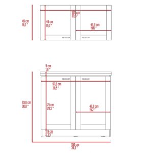 FM FURNITURE Perseus 2-pc Kitchen Cabinet Set Includes Countertop Base Unit and Wall Mounted Cupboard