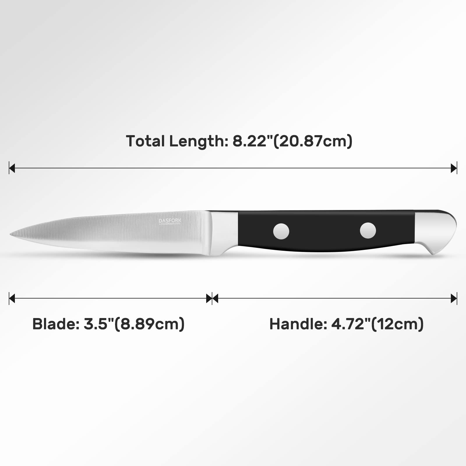 dasfork Paring Knife 3.5 inch German High Carbon Stainless Steel Vegetable Fruit Knife - Full Tang Small Kitchen Knife