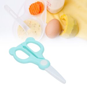 Portable Feeding Aid Scissors Ceramic Food Supplement Scissors with Scissors Cover Storage Box for Supplies Household(Green)