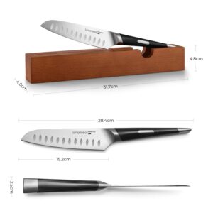 linoroso Santoku Knife Kitchen Knife Ultra Sharp Chef Knife, 6 inch Precision Forged German High-Carbon Stainless Steel Cooking Knife with Exquisite In-Drawer Knife Block - MAKO Series