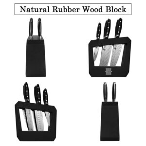 TUO Knife Set - Kitchen Knife Set with Wooden Block 7 pieces - G10 Full Tang Ergonomic Handle - BLACK HAWK S SERIES with Gift Box