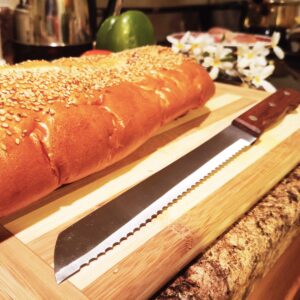 Uniware Stainless Steel Bread Knife with Wood Handle, 8 Inch Sharp Blade