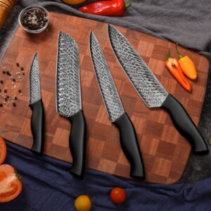 Two 15 Pieces Knife Sets, Elegant Black + Damascus Pattern