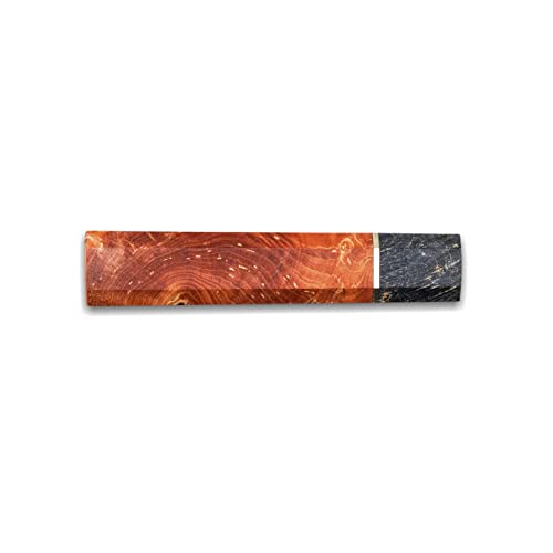 Generic Japanese Kitchen Knife Handle, Octagon, Stabilized Wood, Finished Scales, WA Unique Wooden Kyoto Sunset (Large), Orange