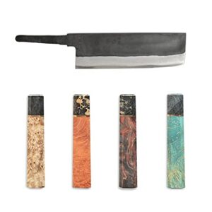 Generic Japanese Kitchen Knife Handle, Octagon, Stabilized Wood, Finished Scales, WA Unique Wooden Kyoto Sunset (Large), Orange