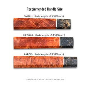 Generic Japanese Kitchen Knife Handle, Octagon, Stabilized Wood, Finished Scales, WA Unique Wooden Kyoto Sunset (Large), Orange