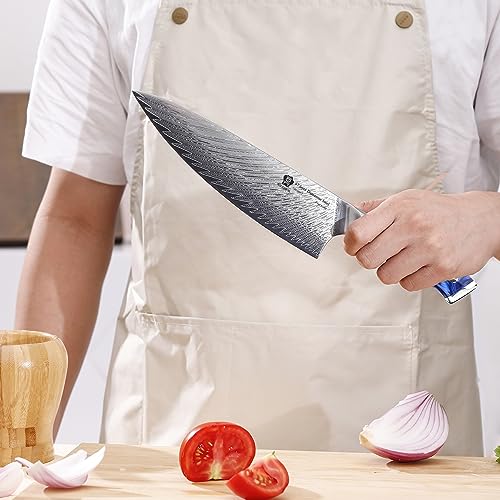 WILDMOK Chef Knife, 8 inch Damascus Japanese chef's knives, Resin Handle kitchen knife, sharp knives kitchen Cooking Knife, chef's knives Including Gift Box