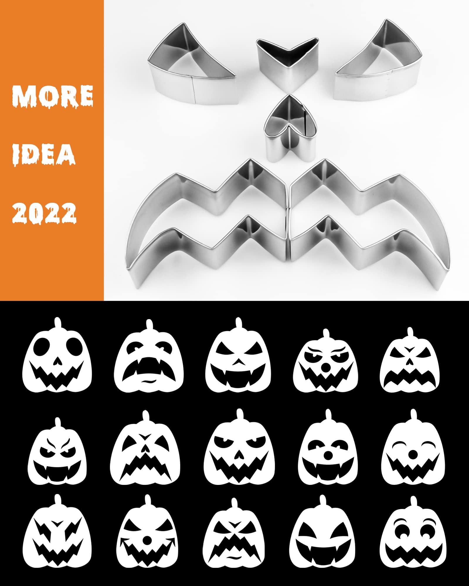 JUSTOTRY Pumpkin Carving Kit with Hammer Safe for kids, Halloween Pumpkin Cutter Tools, Durable Stainless Steel Non-knife Shaped Stencils, Pumpkin Carving Set for Adults, 23 PCS