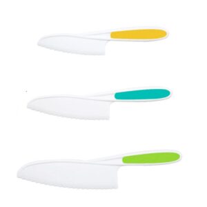 richeri 3pcs children's kitchen knife, plastic serrated edge children's knife, fruit and vegetables, safe children's toddler chef knife, suitable for children to use for cooking