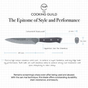 The Cooking Guild Dynasty Series Professional Paring Knife - 5" Japanese High Carbon Stainless Steel Fruit Knife Set - Rust-resistand & Razor-Sharp Pairing Knives Designed to Last a Lifetime