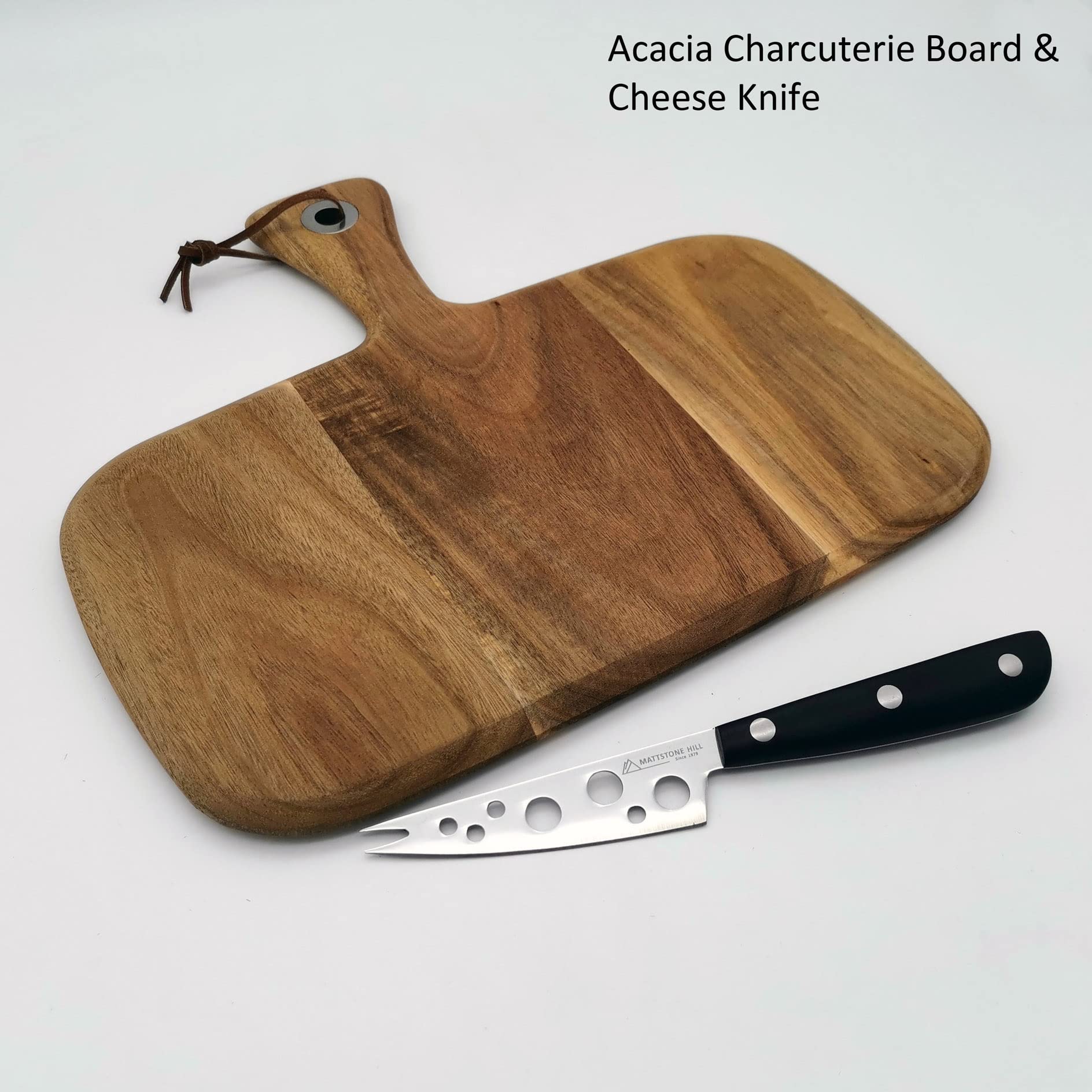 Cheese Board & Cheese Knife Set, MATTSTONE Hill Acacia Cheese Knife Board Set - Soft & Semi Hard Cheese Knife, Charcuterie Board, Wood Serving Platter