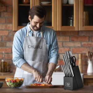 CF001 Knife Sets,14 Pieces German Stainless Steel Kitchen Knife Block silver Sets,Years of knife-making Experience Durable and Strong Knife Set, 14-Piece High Carbon Stainless Steel Kitchen Knife Hold