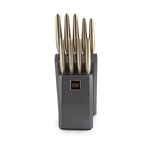 Cambridge Silversmiths Robert Irvine 10-Piece Hollow Handle Cutlery Block in Brushed Gold