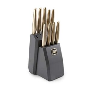 Cambridge Silversmiths Robert Irvine 10-Piece Hollow Handle Cutlery Block in Brushed Gold