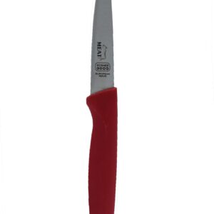 The Kosher Cook Meat Red Kitchen Knife - 4” Steak and Vegetable Knife - Razor Sharp Pointed Tip, Straight Edge - Color Coded Kitchen Tools