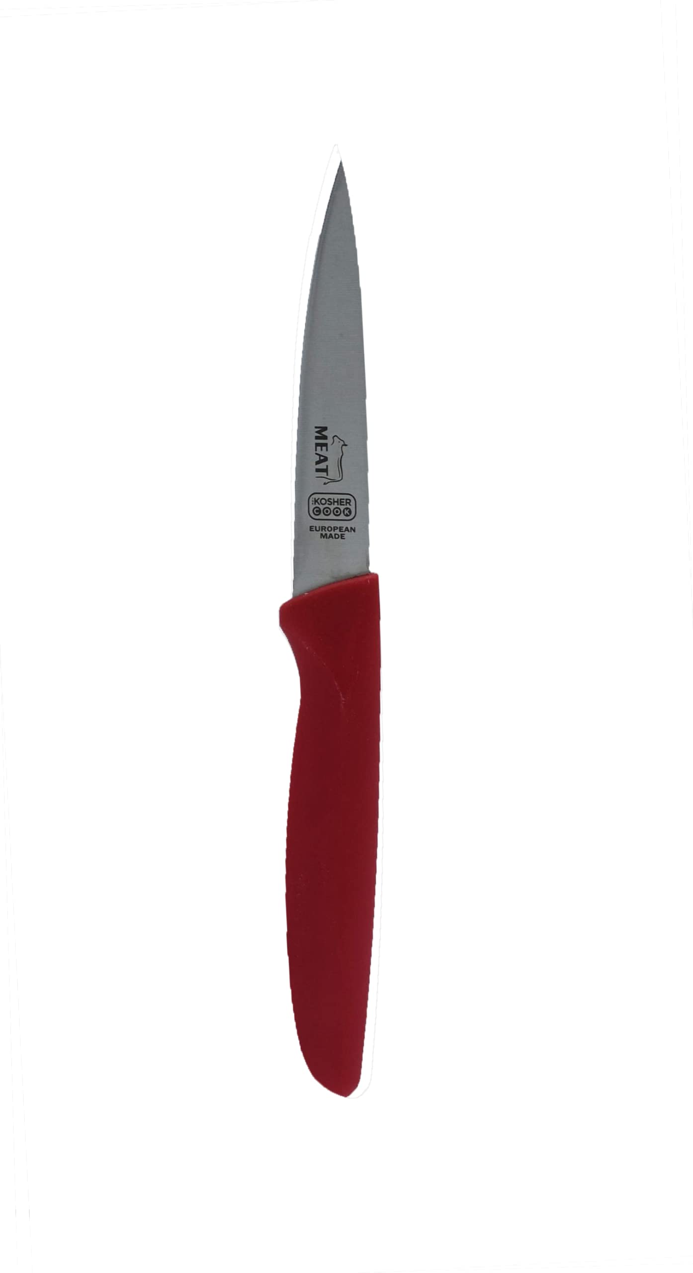 The Kosher Cook Meat Red Kitchen Knife - 4” Steak and Vegetable Knife - Razor Sharp Pointed Tip, Straight Edge - Color Coded Kitchen Tools