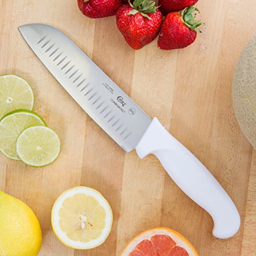 7 Santoku Knife White Handle, Choice Knives Kitchen High Carbon 7 Inch Santuko Stainless Steel Dishwasher Safe Perfect For Cutting, Slicing, Dicing, Mincing, Or Chopping Asian knives