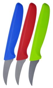 paring knife 3-piece set - 2 inches - sharp kitchen knife - ergonomic handle, pointed tip - color coded kitchen tools by the kosher cook