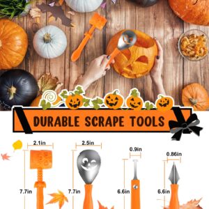 Fenvella Pumpkin Carving Kit for Kids with Hammer, 25 PCS Pumpkin Carving Tools Heavy Duty Stainless Steel Pumpkin Carver Set, Halloween Pumpkin Carving Stencils, Safe Carving Tools Kit for Adults