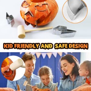 JUSTOTRY Pumpkin Carving Kit with Hammer Safe for kids, Halloween Pumpkin Carving Tools, Durable Stainless Steel Non-knife Pumpkin Carving Stencils, Pumpkin Carving Set for Adults, 16 PCS