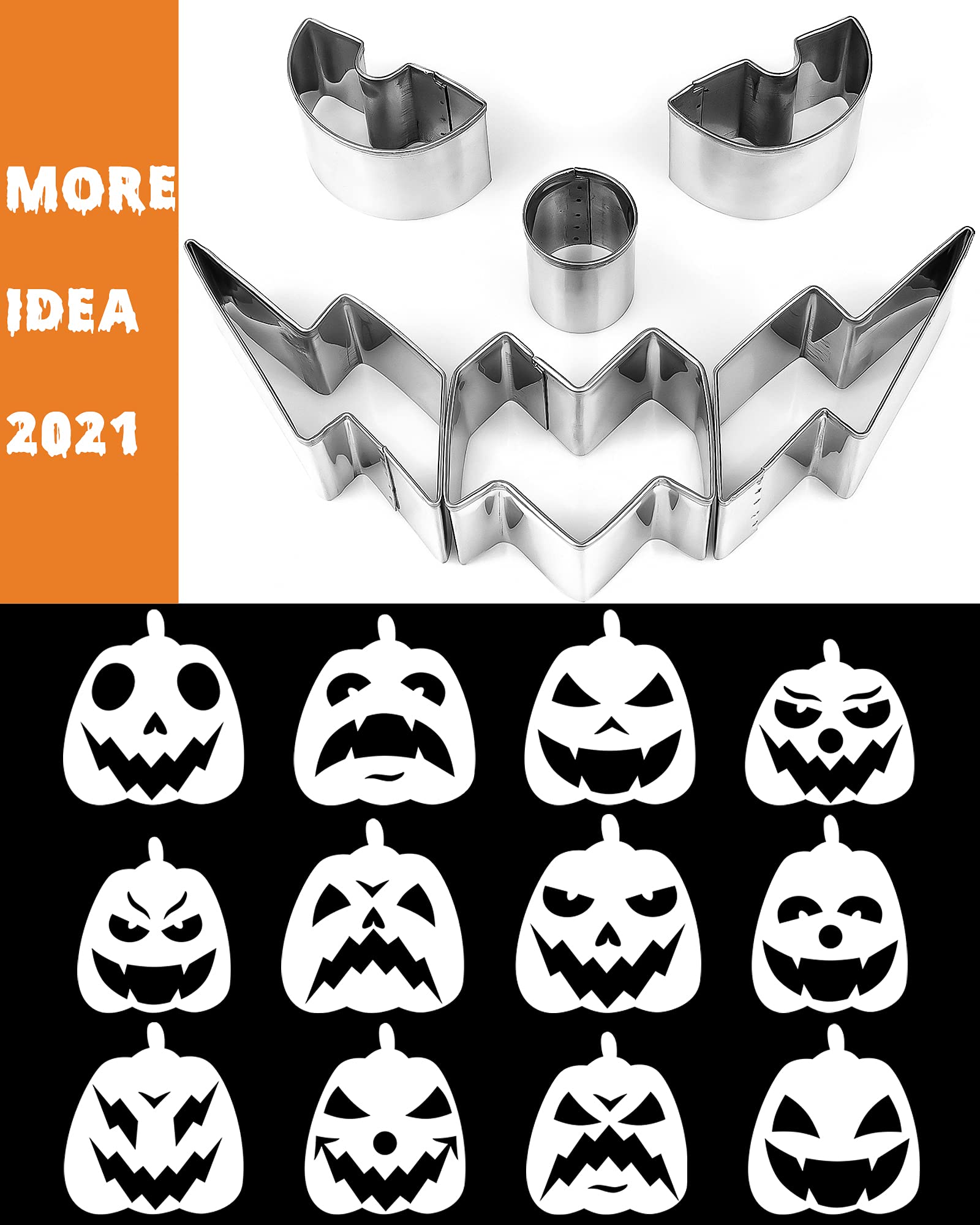 JUSTOTRY Pumpkin Carving Kit with Hammer Safe for kids, Halloween Pumpkin Carving Tools, Durable Stainless Steel Non-knife Pumpkin Carving Stencils, Pumpkin Carving Set for Adults, 16 PCS