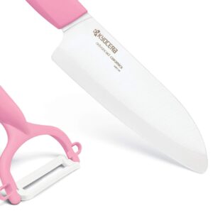 Kyocera Revolution Series Santoku Knife and Y Peeler Set, 5-1/2", Pink