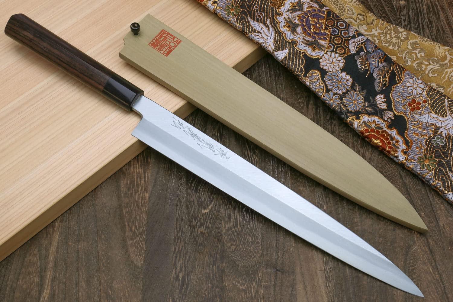 Yoshihiro Shiroko High Carbon Steel Kasumi Yanagi Rosewood Handle Sushi Sashimi Chef Knife (11.8'' (300mm))