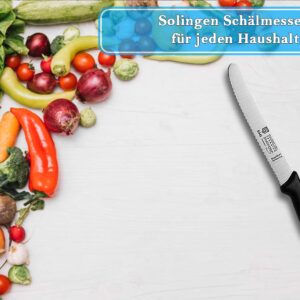 SMI - 2 Pcs Tomato Knife Serrated Black Paring Knife Steak Knife Solingen Knife Made in Germany