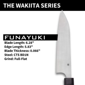 Spyderco Wakiita Funayuki Premium Kitchen Knife with 6.28" CTS BD1N Stainless Steel Blade and Black G-10 Handle - PlainEdge - K16GP