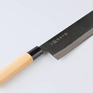 Seki Sanbonsugi Japanese Utility Chef Kitchen Knife, KUROUCHI Carbon Tool Steel Nakiri Knife, Shiraki Wooden Handle, 165 mm (6.5 in), Made in Seki Japan