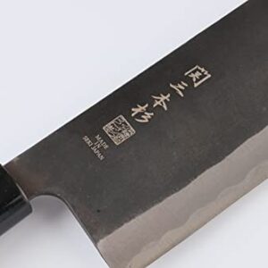 Seki Sanbonsugi Japanese Utility Chef Kitchen Knife, KUROUCHI Carbon Tool Steel Nakiri Knife, Shiraki Wooden Handle, 165 mm (6.5 in), Made in Seki Japan