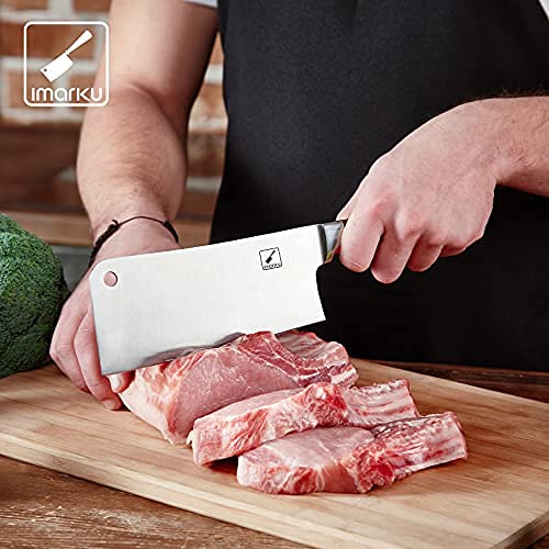 lmarku 7 Inch Meat Cleaver Cleaver Knife Japanese Cleaver Knife High Carbon Steel Chef Knife with Ergonomic Pakka Handle 7CR17MOV German High Carbon Stainless Steel Butcher Knife