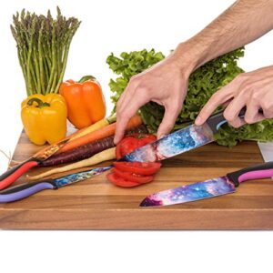 CHEF'S VISION Cosmos Knife Set Bundle With BEHOLD Wall-Mounted Magnetic Holder Silver