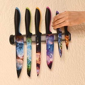 CHEF'S VISION Cosmos Knife Set Bundle With BEHOLD Wall-Mounted Magnetic Holder Silver