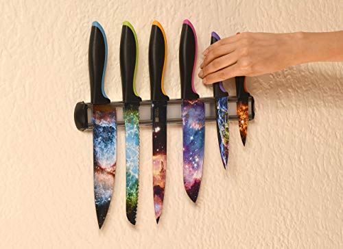 CHEF'S VISION Cosmos Knife Set Bundle With BEHOLD Wall-Mounted Magnetic Holder Silver