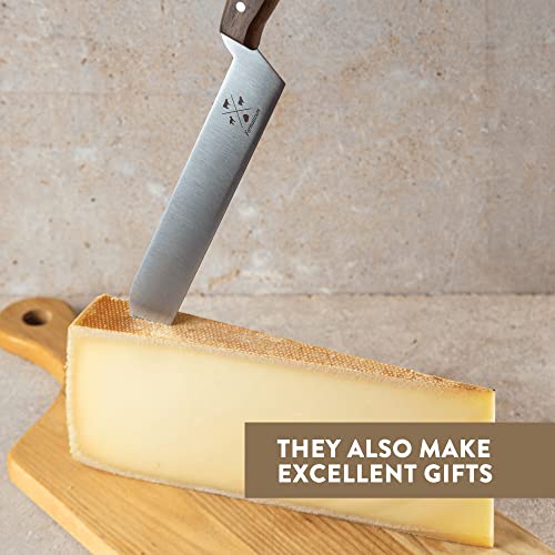 Formaticum Professional Cheese Knife- 8" x 1.25" Firm & Hard Cheese Slicer, Rust-Proof Stainless Steel Blade w/Solid Walnut Handle, Great Cheese Charcuterie Accessories, Handmade in Italy