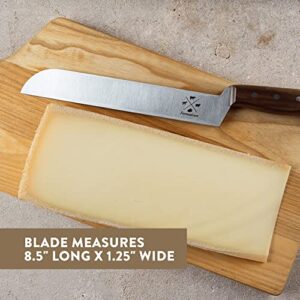 Formaticum Professional Cheese Knife- 8" x 1.25" Firm & Hard Cheese Slicer, Rust-Proof Stainless Steel Blade w/Solid Walnut Handle, Great Cheese Charcuterie Accessories, Handmade in Italy